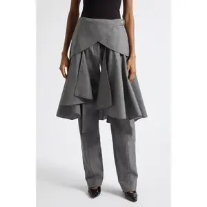 DIOTIMA Cheval Wool Peplum Pants - Grey Mlange