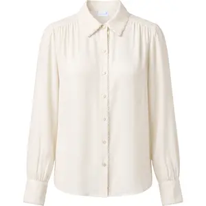 CARTOLINA Lilliana Pebbled Crepe Button-up Blouse - Ivory