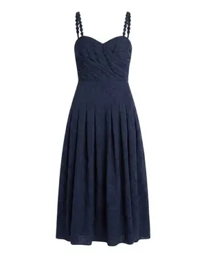 CARTOLINA Marabel Sweetheart Jacquard Midi Dress - Midnight Blue