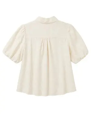 CARTOLINA Peggy Tie Neck Jacquard Blouse - Ivory