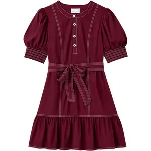 CARTOLINA Bonnie Cotton Poplin Mini Dress - Maroon