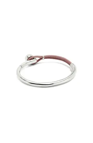 UNODE50 Sterling Plated Semi-rigid Bracelet With Lilac Leather And Ball Detail