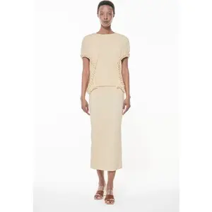 LEEM Knit Covered Chain Detail Top - Natural