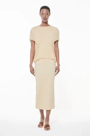 LEEM Knit Pencil Skirt - Natural