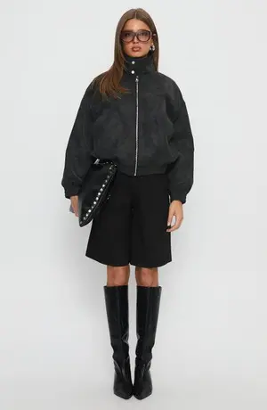 Princess Polly Ellissa Faux Suede Bomber Jacket