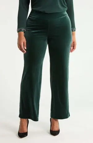Anne Klein High Waist Wide Leg Pull-on Pants - Pine Forest