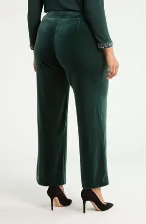 Anne Klein High Waist Wide Leg Pull-on Pants - Pine Forest