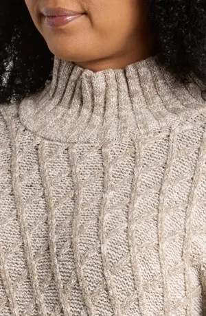 Eileen Fisher Diamond Cable Mock Neck Sweater