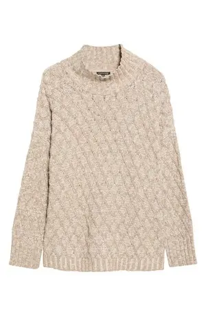 Eileen Fisher Diamond Cable Mock Neck Sweater