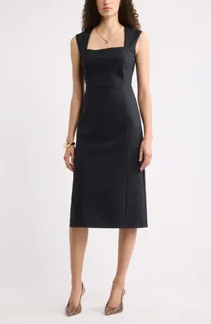 Chelsea28 Square Neck Midi Dress - Black