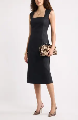 Chelsea28 Square Neck Midi Dress - Black