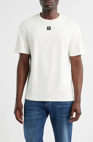 Hugo Dalile Logo Badge Cotton T-shirt - Natural