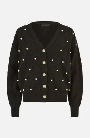 YUMI Beaded Cable Knit Cardigan