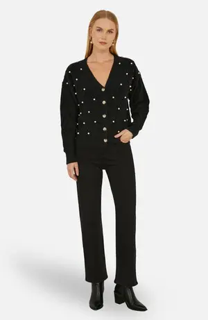 YUMI Beaded Cable Knit Cardigan