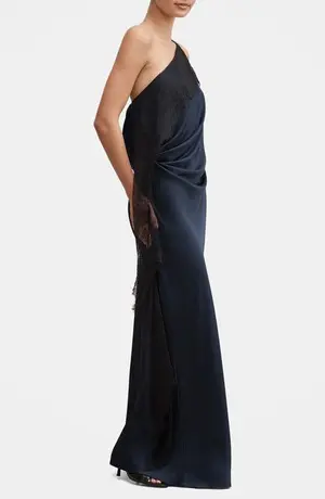 EVER NEW Sylvie Asymmetric Satin Gown