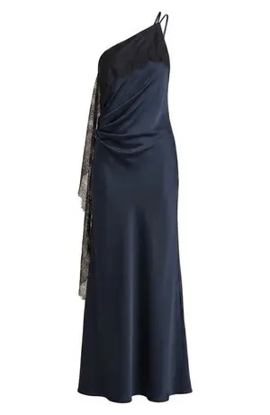 EVER NEW Sylvie Asymmetric Satin Gown