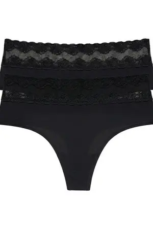 Natori Bliss Perfection One Size High Rise Thong 2-pack Black