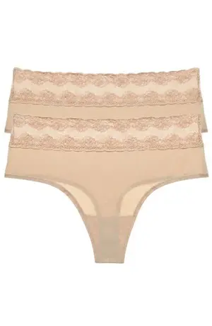 Natori Bliss Perfection High Rise Thong 2-pack - Cafe