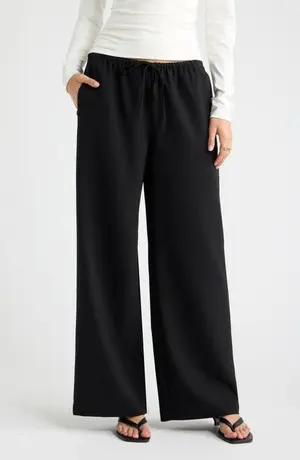 OPEN EDIT Icon Twill Wide Leg Pants - Black