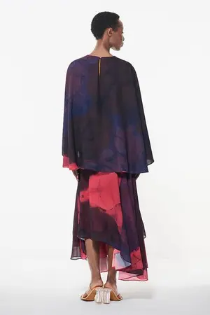 LEEM Cape Sleeve Printed Top