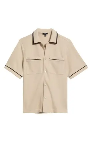 REISS Weaver Camp Shirt - Stone