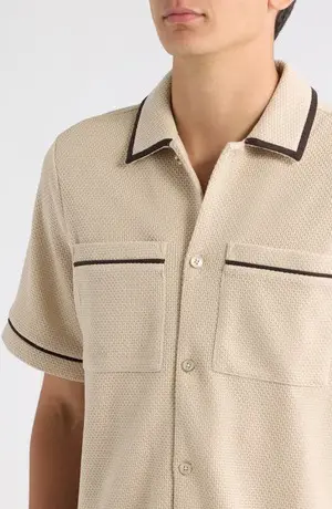 REISS Weaver Camp Shirt - Stone