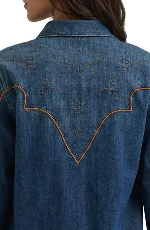 Wrangler Tess Dramatic Collar Western Denim Shirt