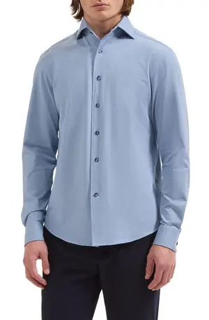 Bugatchi Ooohcotton Devon Performance Shirt - Classic Blue
