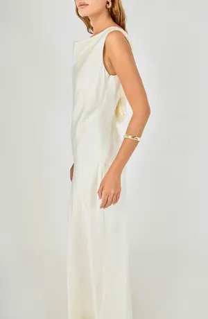 Endless Rose Cowl Neck Satin Maxi Gown