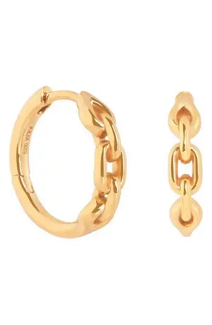 ASTRID & MIYU Link Detail Huggie Hoop Earrings - Gold