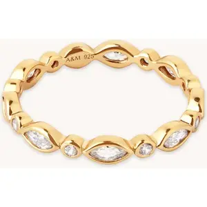 ASTRID & MIYU Navette Crystal Band Ring - Gold