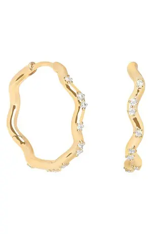 ASTRID & MIYU Crystal Ripple Hoop Earrings
