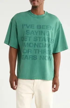DIET STARTS MONDAY 3 Year Cotton Graphic T-shirt - Olive