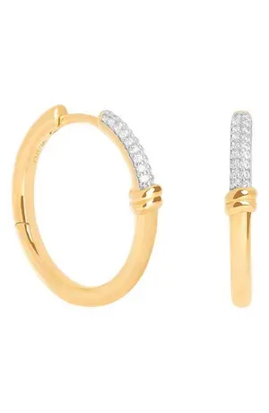 ASTRID & MIYU Pave Twist Detail Hoop Earrings - Gold