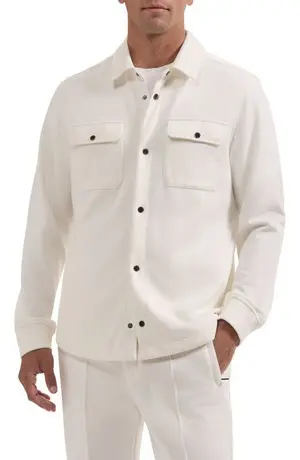 Bugatchi Soft Touch Knit Shirt Jacket - Chalk