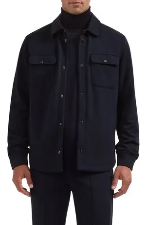 Bugatchi Soft Touch Knit Shirt Jacket - Navy
