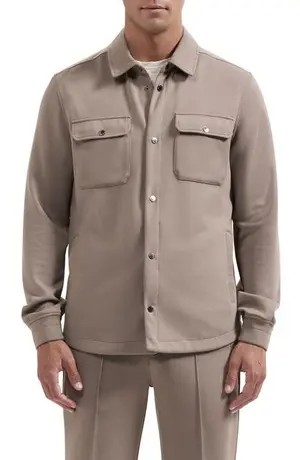 Bugatchi Soft Touch Knit Shirt Jacket - Walnut