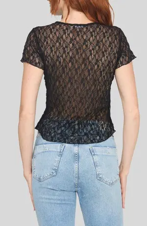 PROJECT SOCIAL T Avila Lace Baby Tee - Black