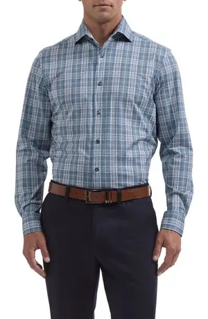 Bugatchi Devon Ooohcotton® Plaid Button-up Shirt - Teal
