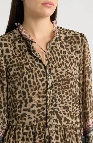 Julia Jordan Mixed Print Long Sleeve Tiered Dress