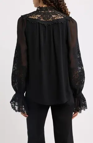 Kobi Halperin West Lace Detailed Balloon Sleeve Shirt