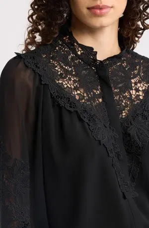 Kobi Halperin West Lace Detailed Balloon Sleeve Shirt