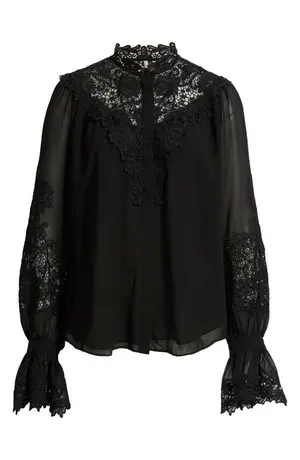 Kobi Halperin West Lace Detailed Balloon Sleeve Shirt
