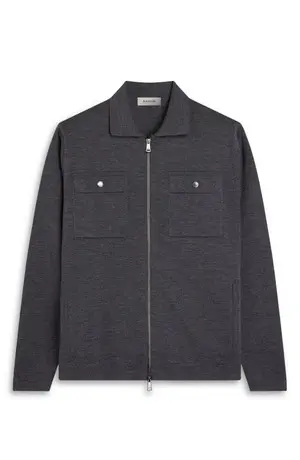 Bugatchi Milano Merino Wool Cardigan - Anthracite