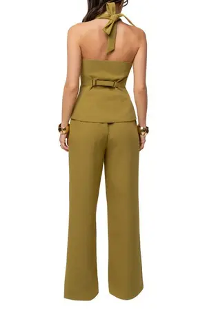 JLUXLABEL Fernanda Halter Top With Cross-front Neckline And Open Back - Lime