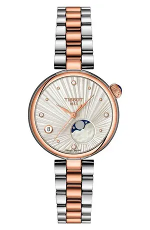 TISSOT Bellissima Desir Moonphase Two-tone Bracelet Watch Silver