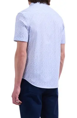 Bugatchi Miles Ooohcotton® Print Short Sleeve Button-up Shirt