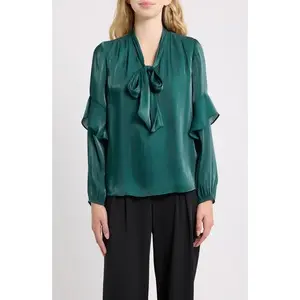 Anne Klein Bow Tied Ruffled Top