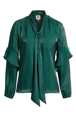 Anne Klein Bow Tied Ruffled Top