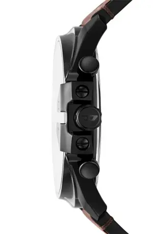 DIESEL® Mega Chief Slim Chronograph Leather Strap Watch